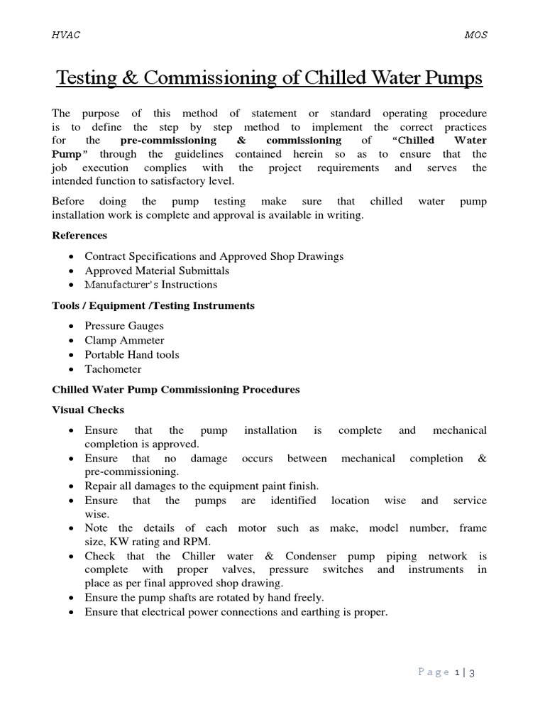 Chilled Water Pump Commissioning Guide | PDF | Pump | Valve