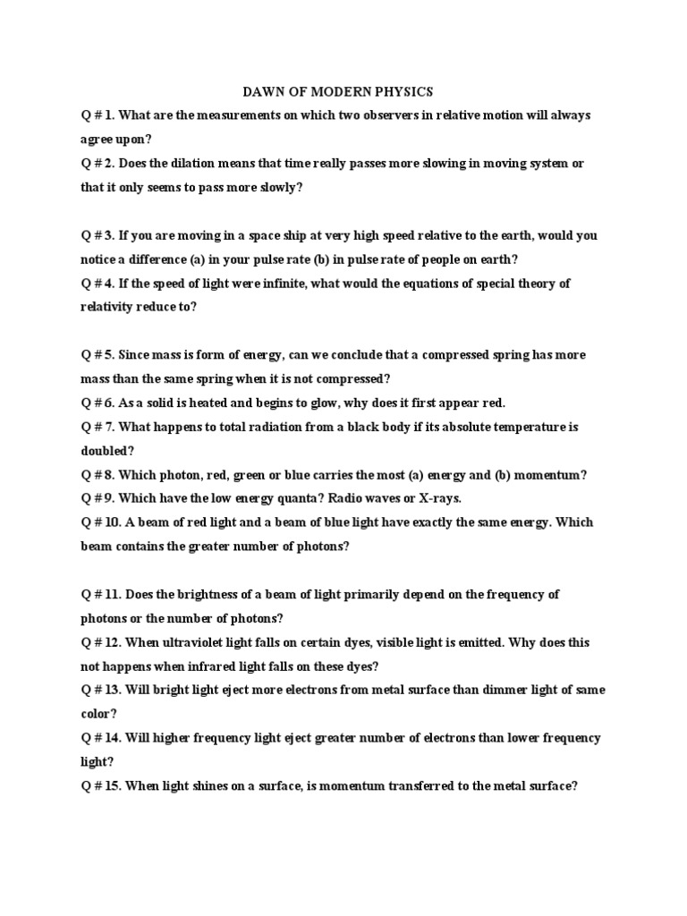 Dawn of Modern Physics | PDF | Light | Electron