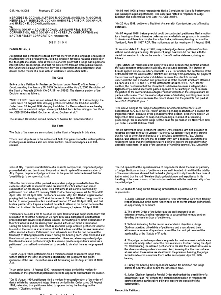 Gochan vs. Gochan | PDF | Lawsuit | Trials