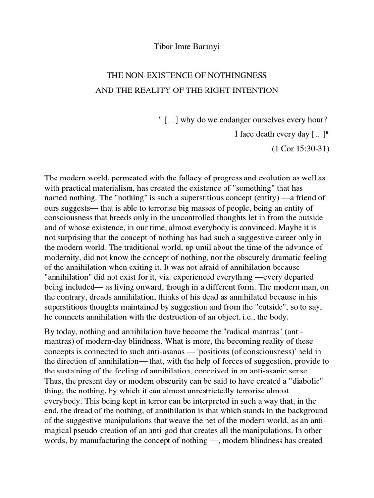 Tibor Imre Baranyi - The Nonexistence of Nothingness | PDF ...