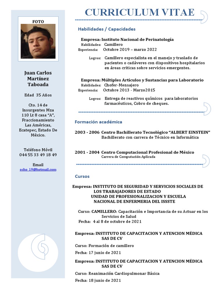 Curriculum Vitae de Juan Carlos Martinez Taboada 2 | PDF
