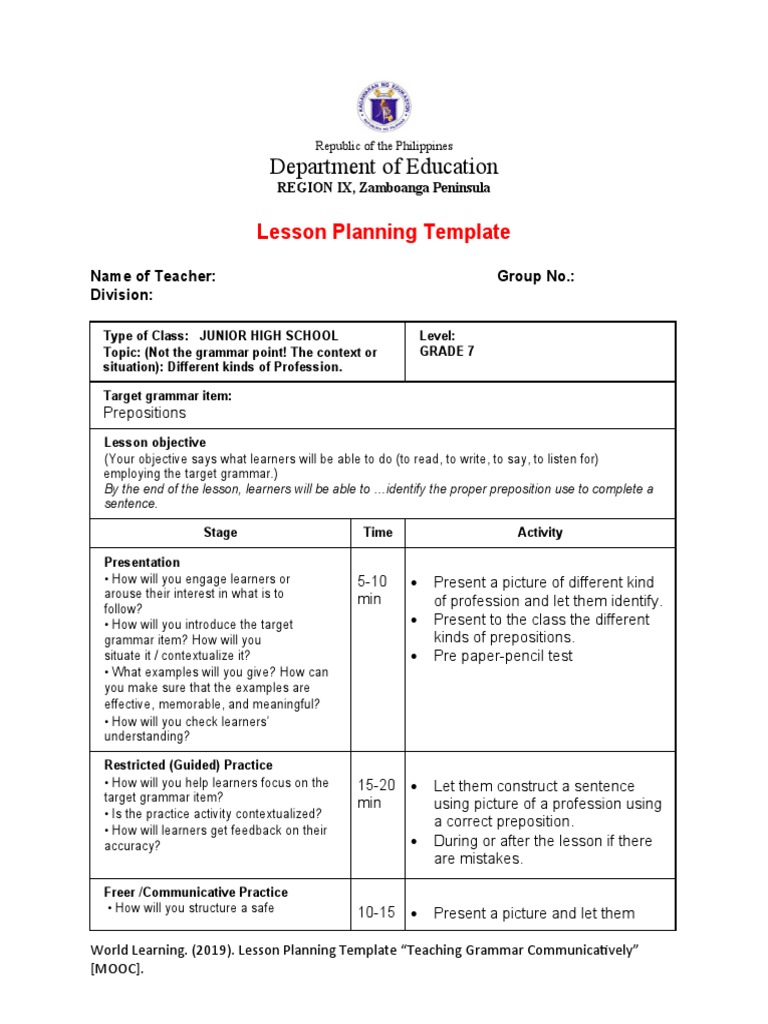 05 Lesson-Planning-Template RIX | PDF | Learning | Massive Open Online ...