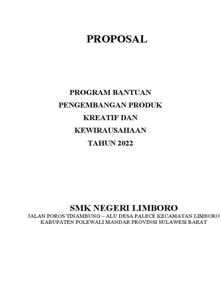 Proposal Wirausaha Tata Busana SMKN Limboro - 2022 (AutoRecovered) | PDF