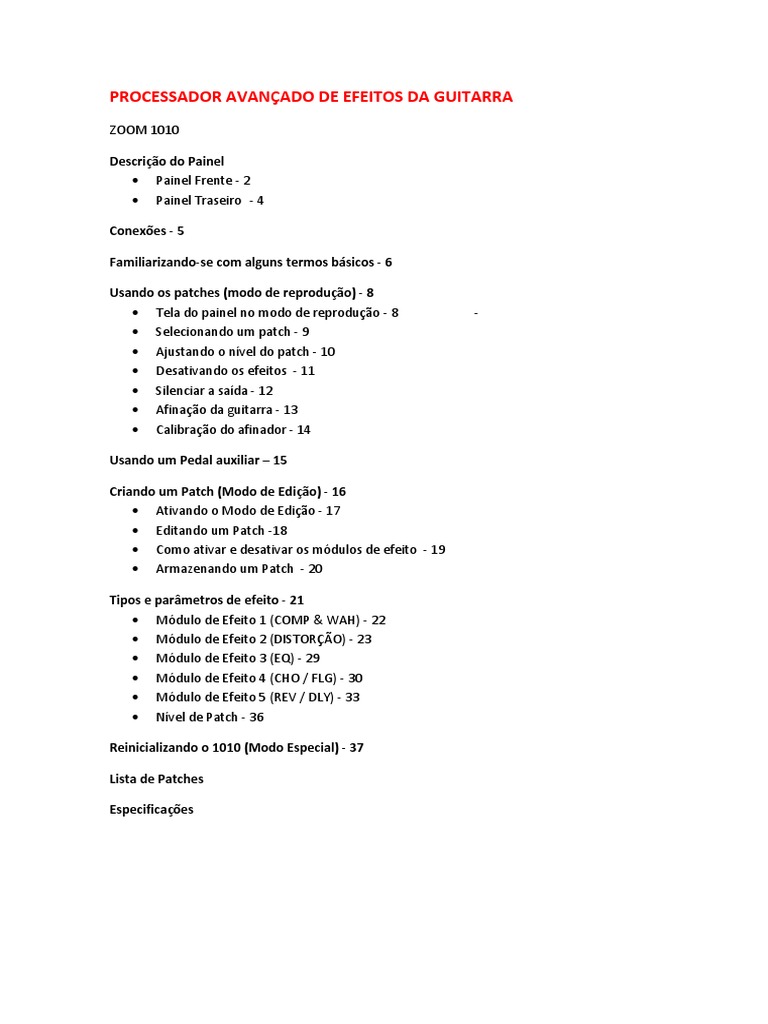 Manual Pedaleiro Zoom Player 1010 Portugues | PDF | Tecnologia de som ...