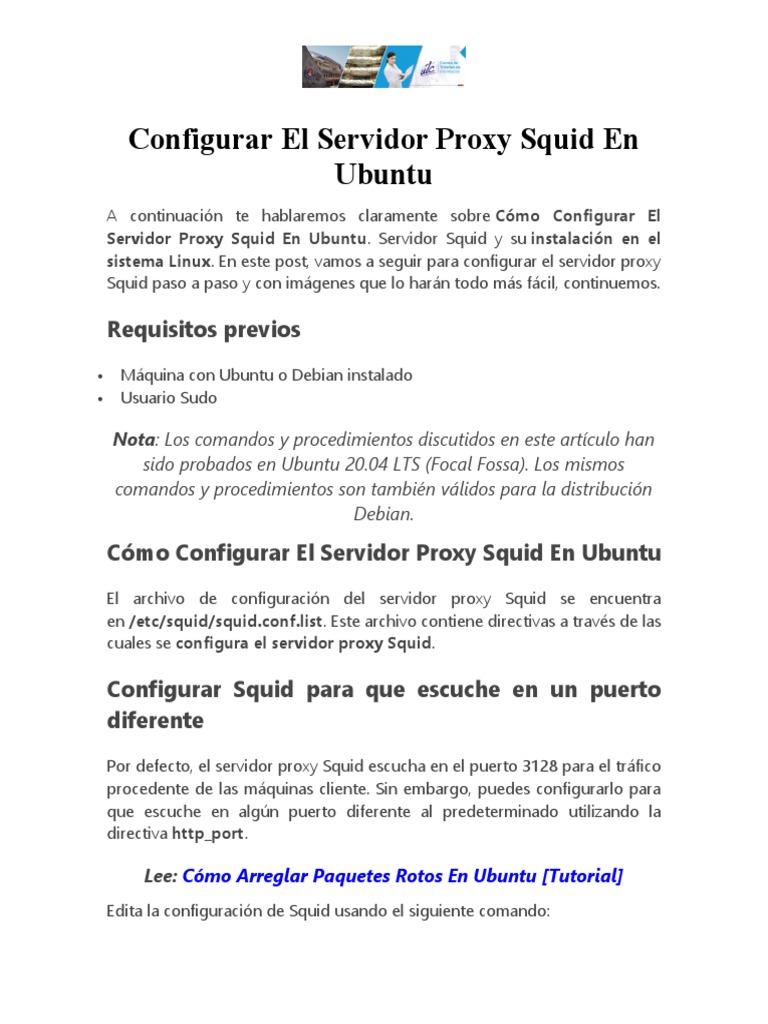 Configurar El Servidor Proxy Squid en Ubuntu | PDF | Servidor proxy | Protocolo de transferencia ...