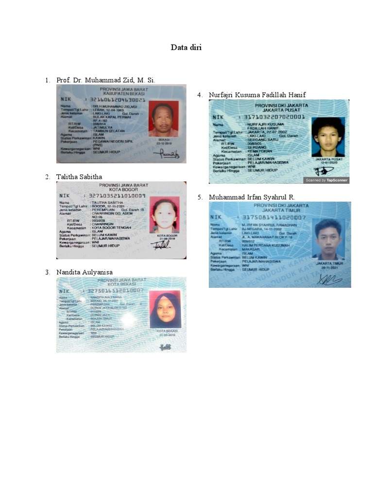 Data Diri Poster 1 | PDF