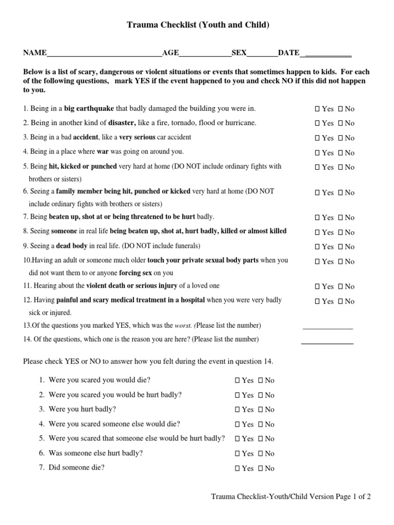 Trauma Scale Child Version | PDF | Earthquakes