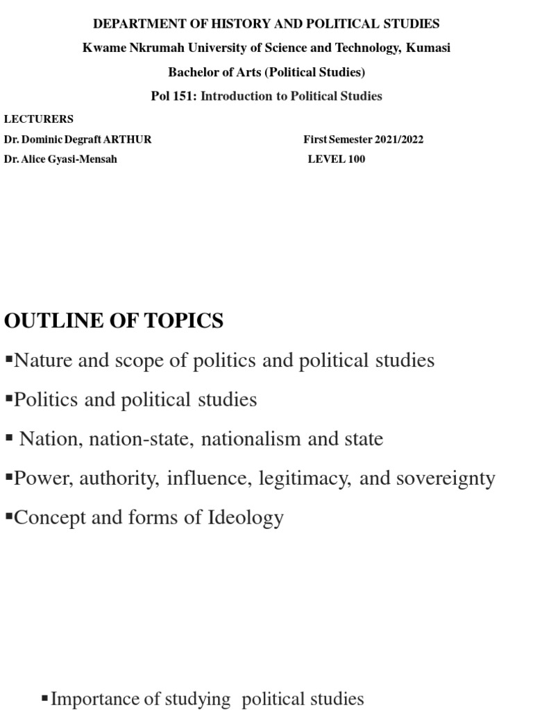 1, Introduction To Political Science, Topic One | PDF | Political ...