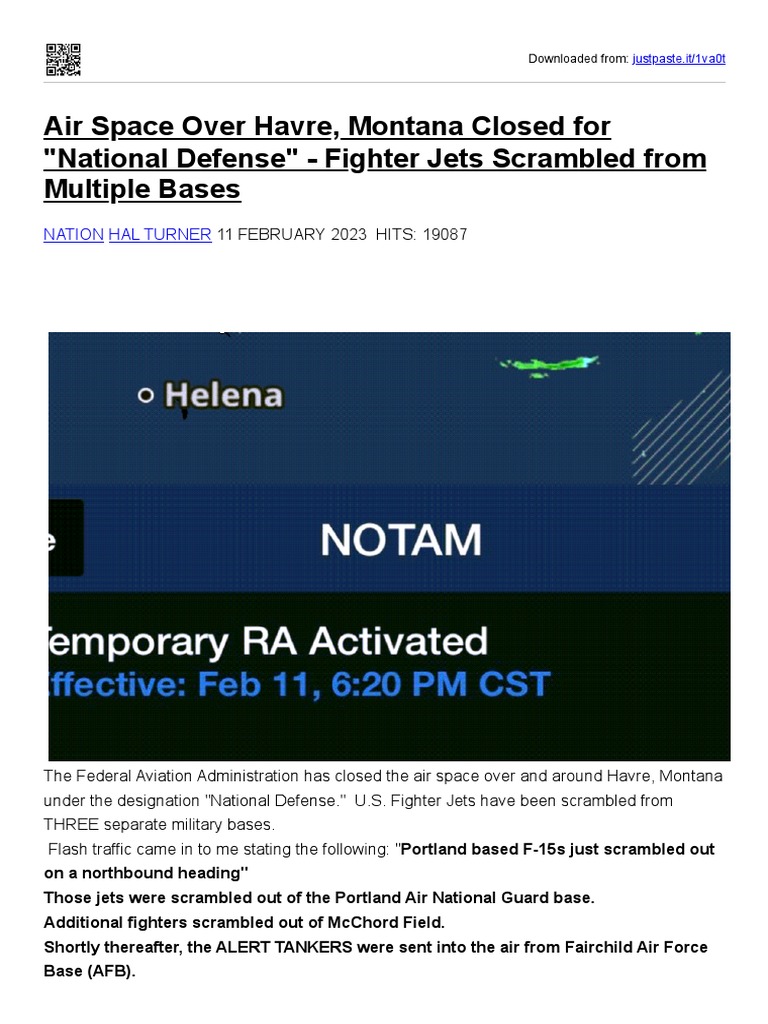Montana Airspace Closed for Defense | PDF | Aerial Refueling | Federal ...