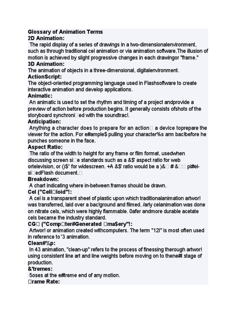 Glossary of Animation | Download Free PDF | Animation | Computing