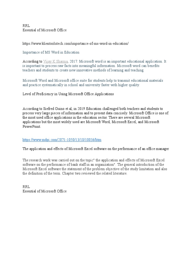 Importance of MS Word Skills in Education | PDF | Microsoft Office ...