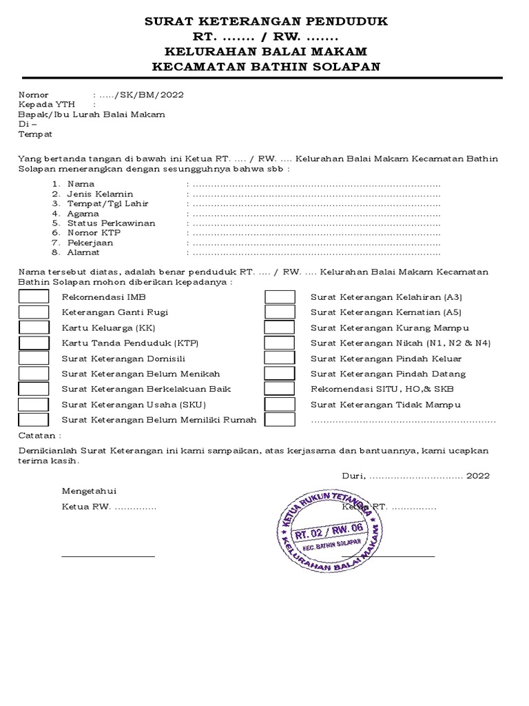 Surat Keterangan Domisili | PDF | Olahraga & Rekreasi