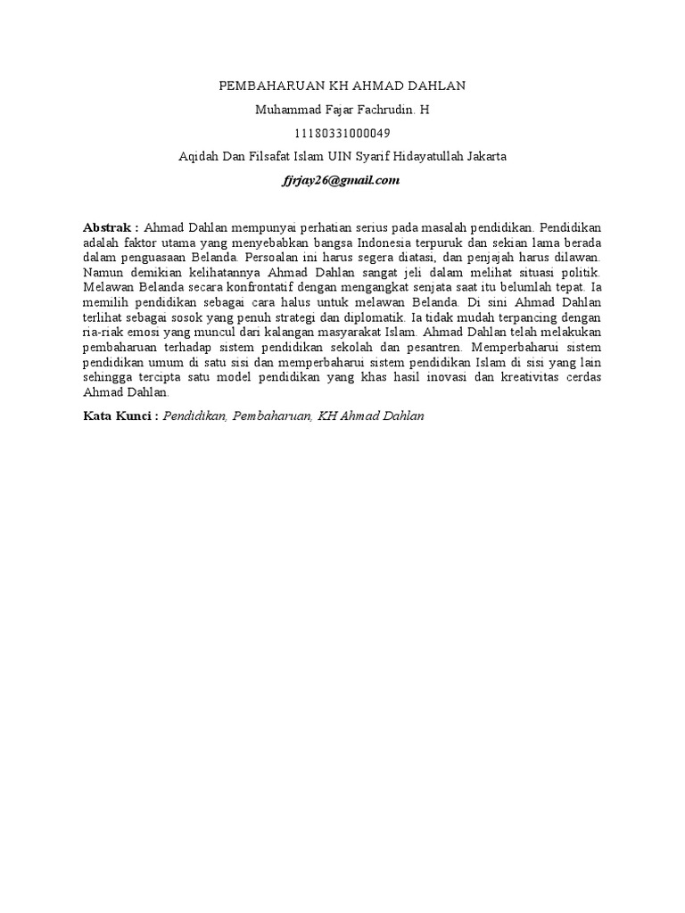 Muhammad Fajar, KH Ahmad Dahlan | PDF