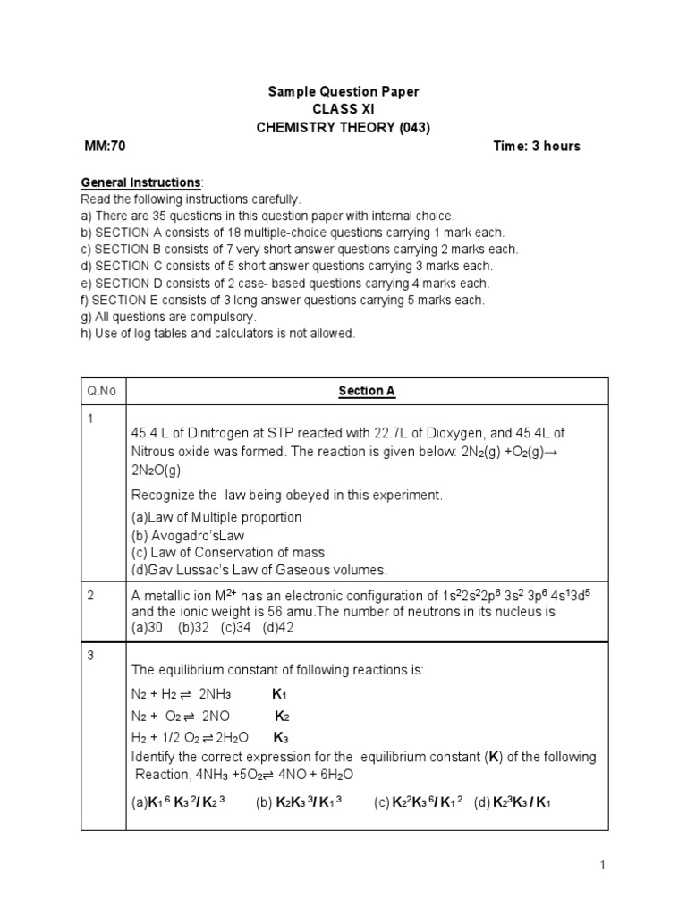 Chemistry 1 | PDF | Concentration | Chemical Reactions