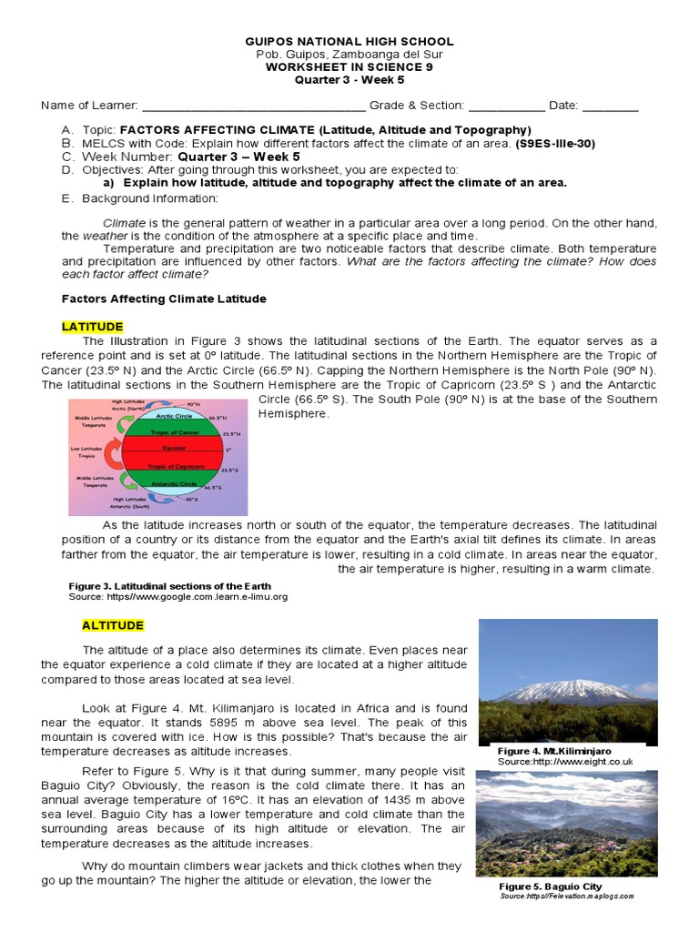 Climate Factors: Latitude & Altitude | PDF | Atmosphere Of Earth ...