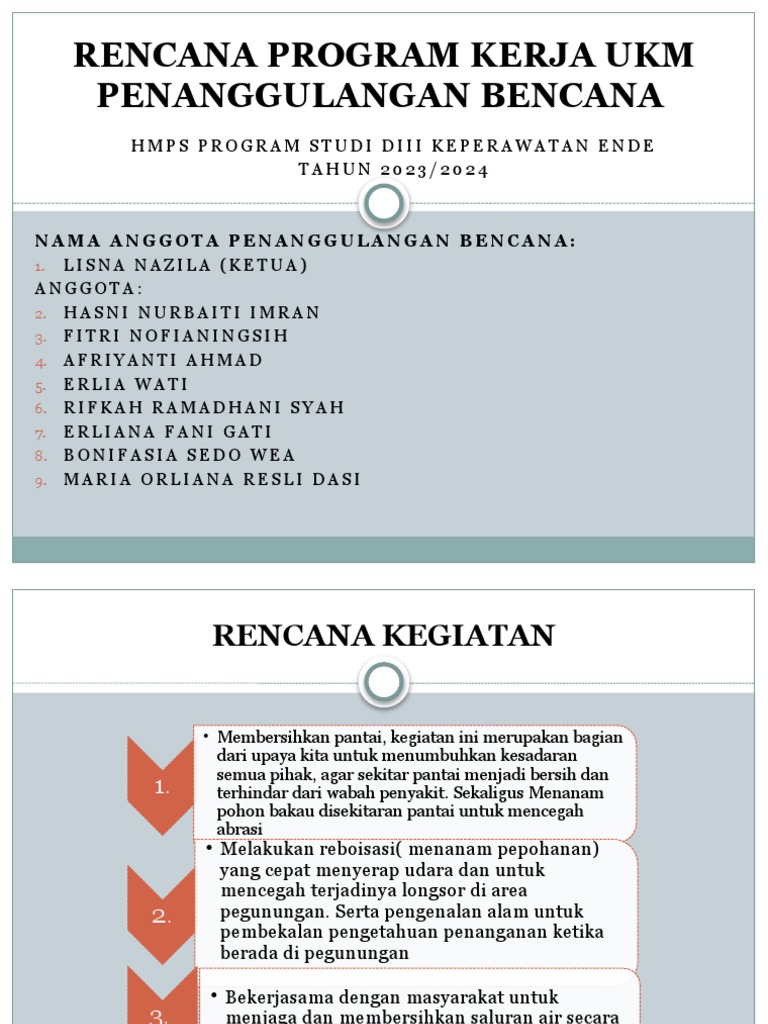 Rencana Program Kerja Ukm Penanggulangan Bencana | PDF