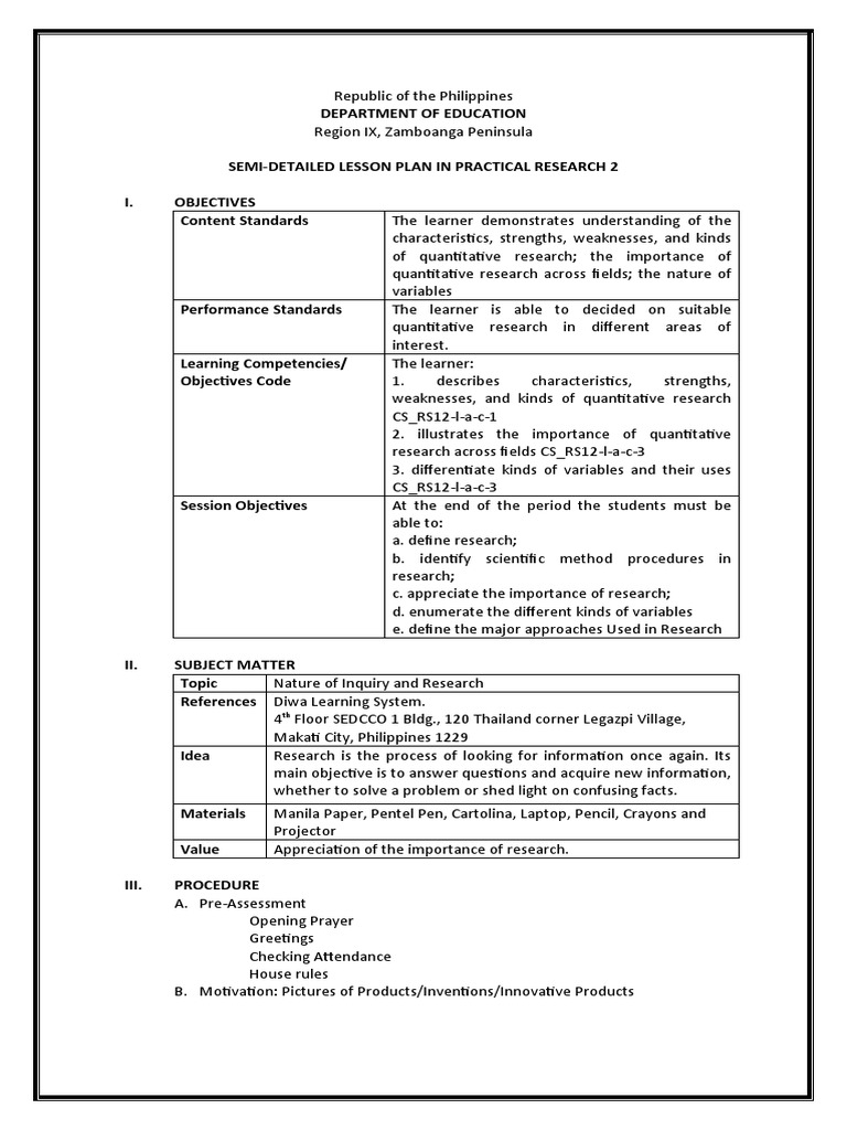 Lesson Plan Practical Research 1 | PDF | Qualitative Research ...