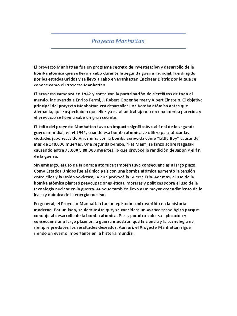 Proyecto Manhattan | PDF | Política | Historia