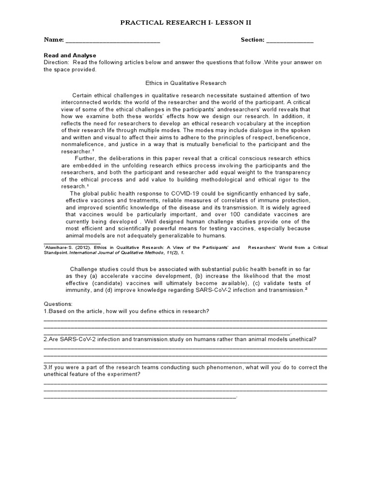 PRACTICAL RESEARCH I ACtivity | PDF | Qualitative Research | Vaccines