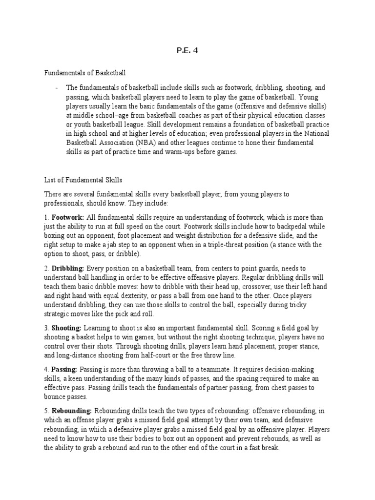 Fundamentals of Basketball | PDF | Athletic Sports | Sports