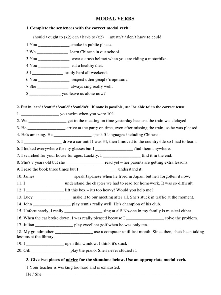 Modal Verbs Activities | PDF | Verb Modal Verbs Activities | PDF | Verb