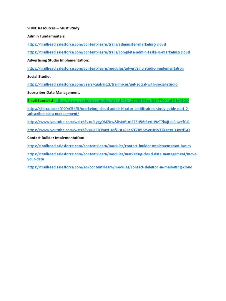 SFMC Resources | PDF