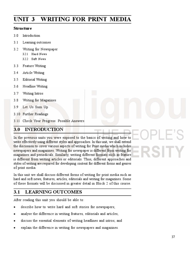 Writing Techniques for Print Media Formats | PDF | News | Newspapers