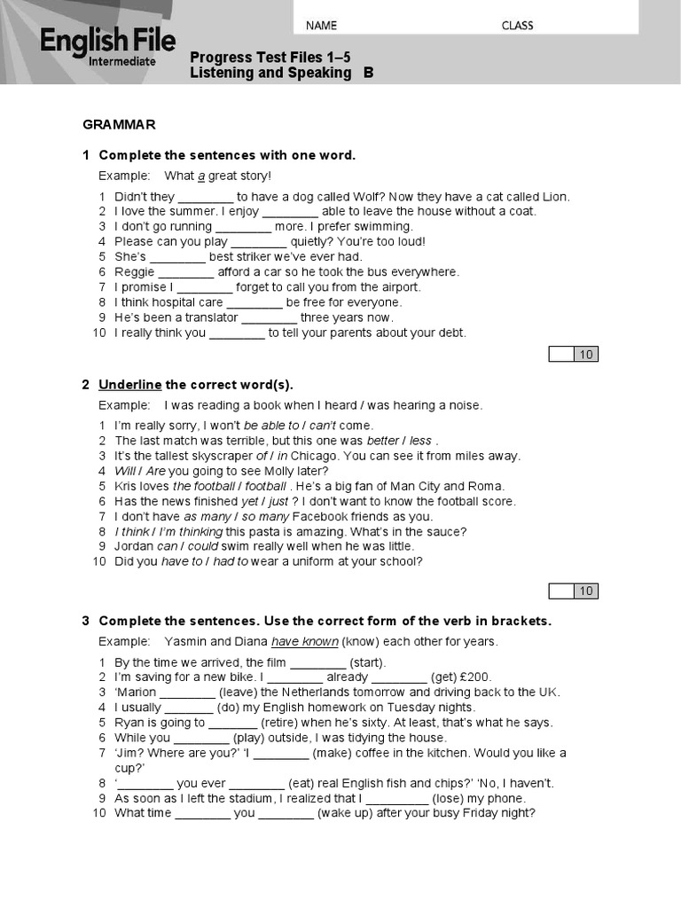 EF4e Int Progresstest 1 5B | PDF