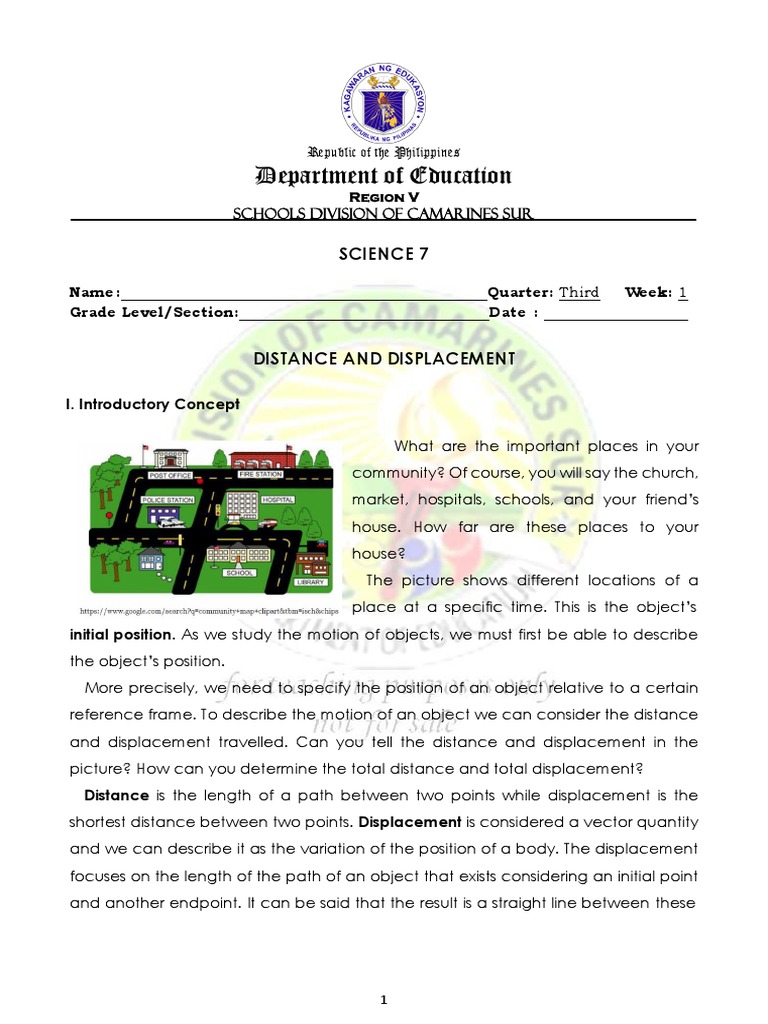 Sci 7 q3 Week 1 Las | PDF | Distance | Physics