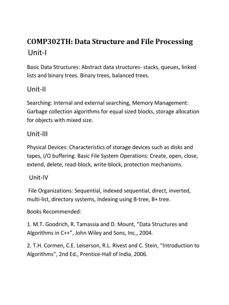 Unit-I: COMP302TH: Data Structure and File Processing | PDF | Queue (Abstract Data Type ...