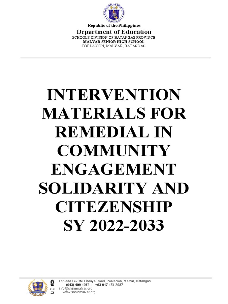 Intervention Materials For Remedial Front Page and Attendance | PDF