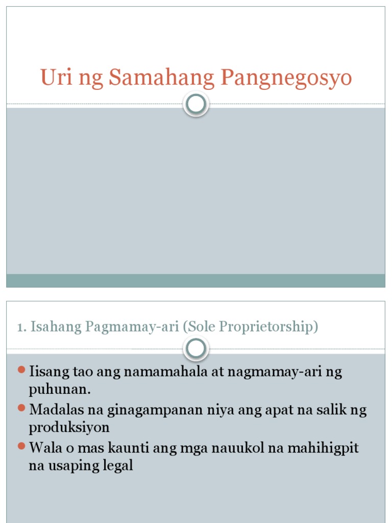 Uri NG Samahang Pangnegosyo | PDF