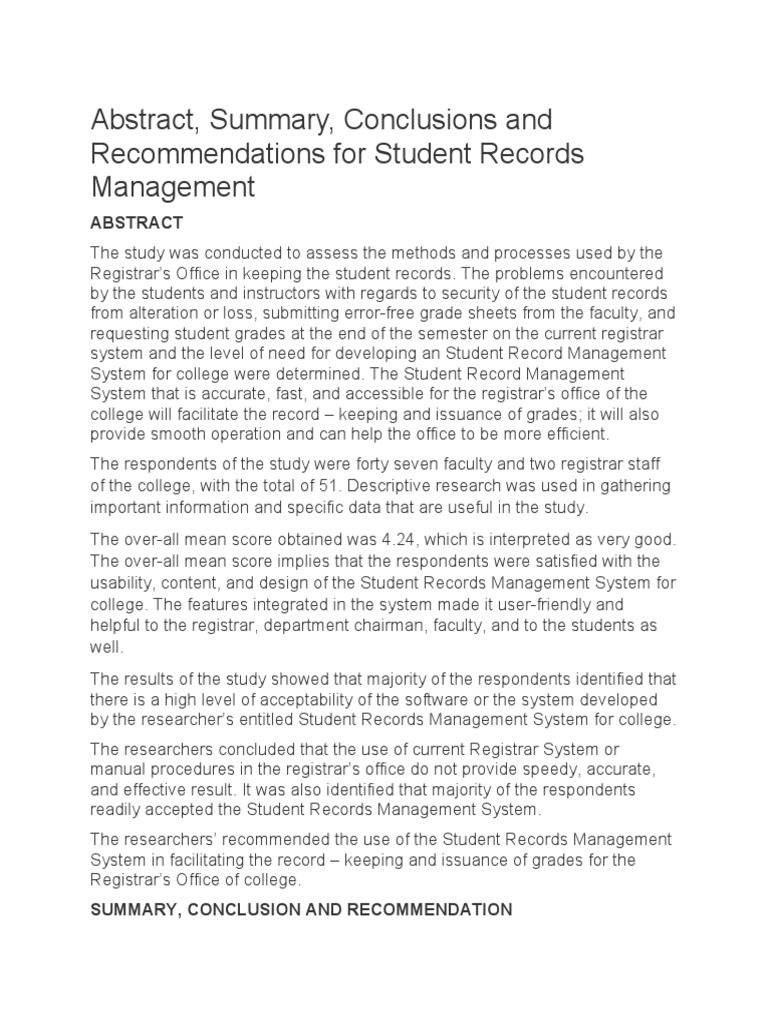 Students Record Registrar | PDF | Survey Methodology | Sampling ...