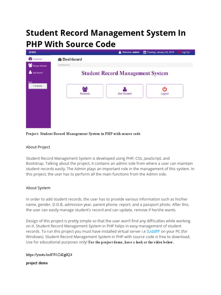 Students Record Management System PHP | PDF
