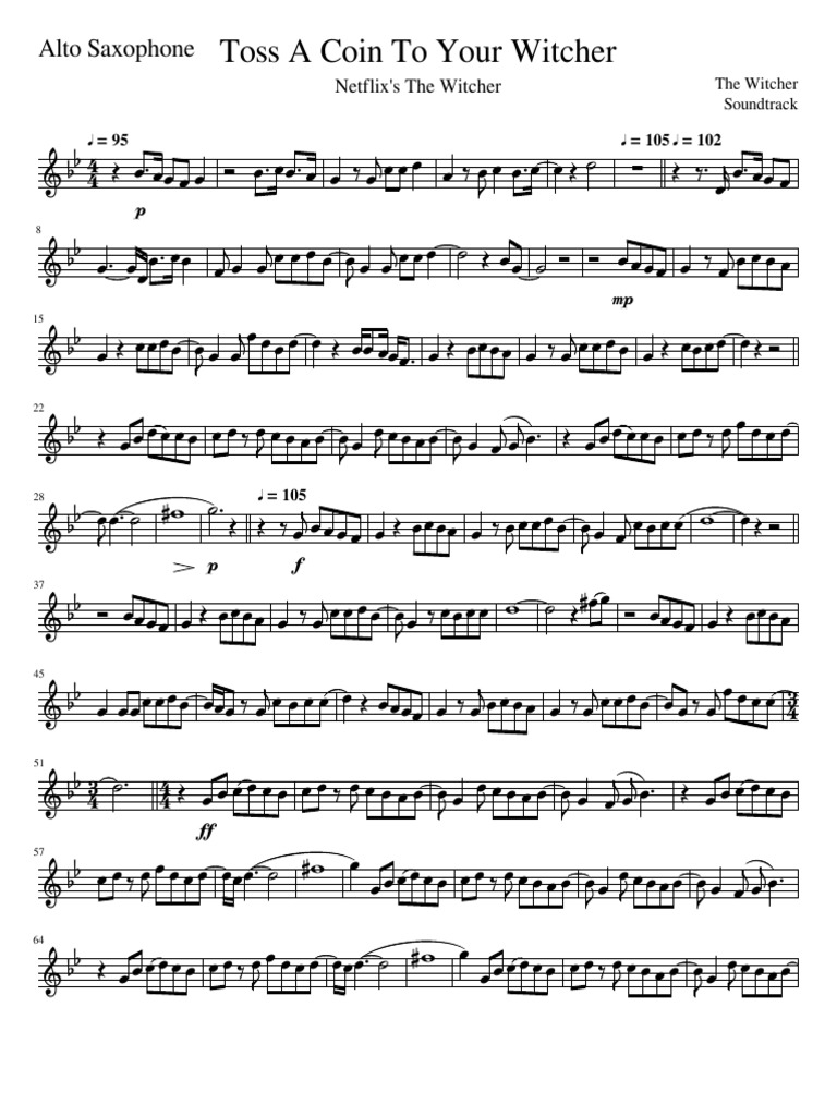 Toss A Coin To Your Witcher Alto Sax-Alto Saxophone | PDF | Saxophone ...