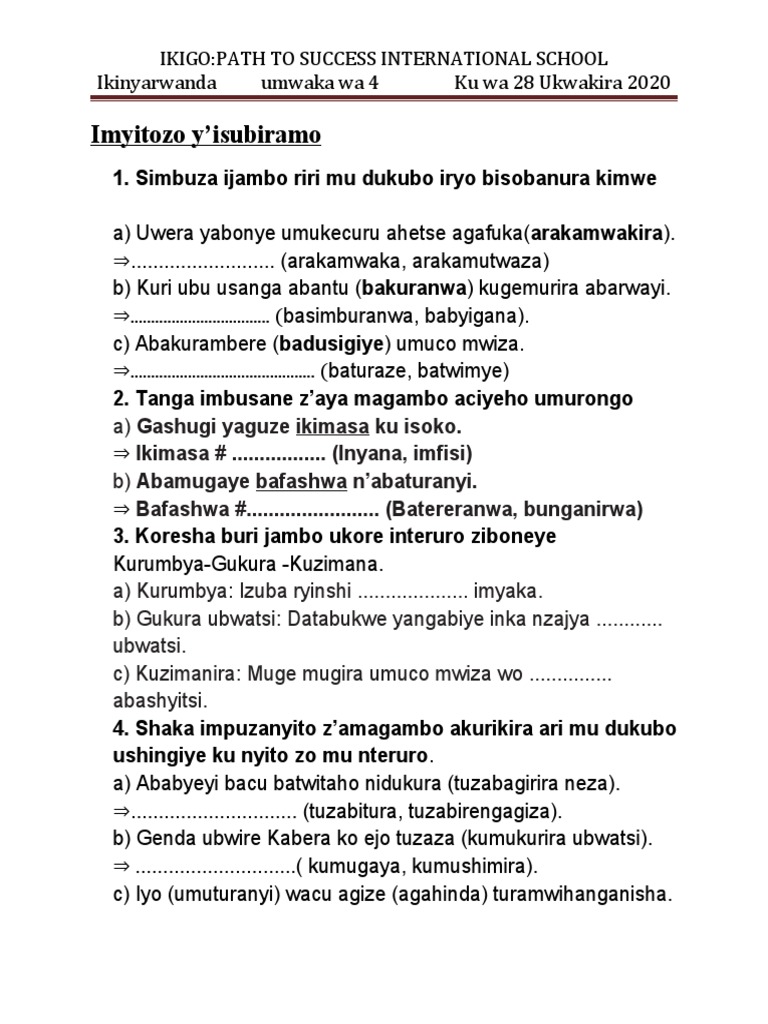 Analysis of an Ikinyarwanda Passage: Insights into Language Structure ...