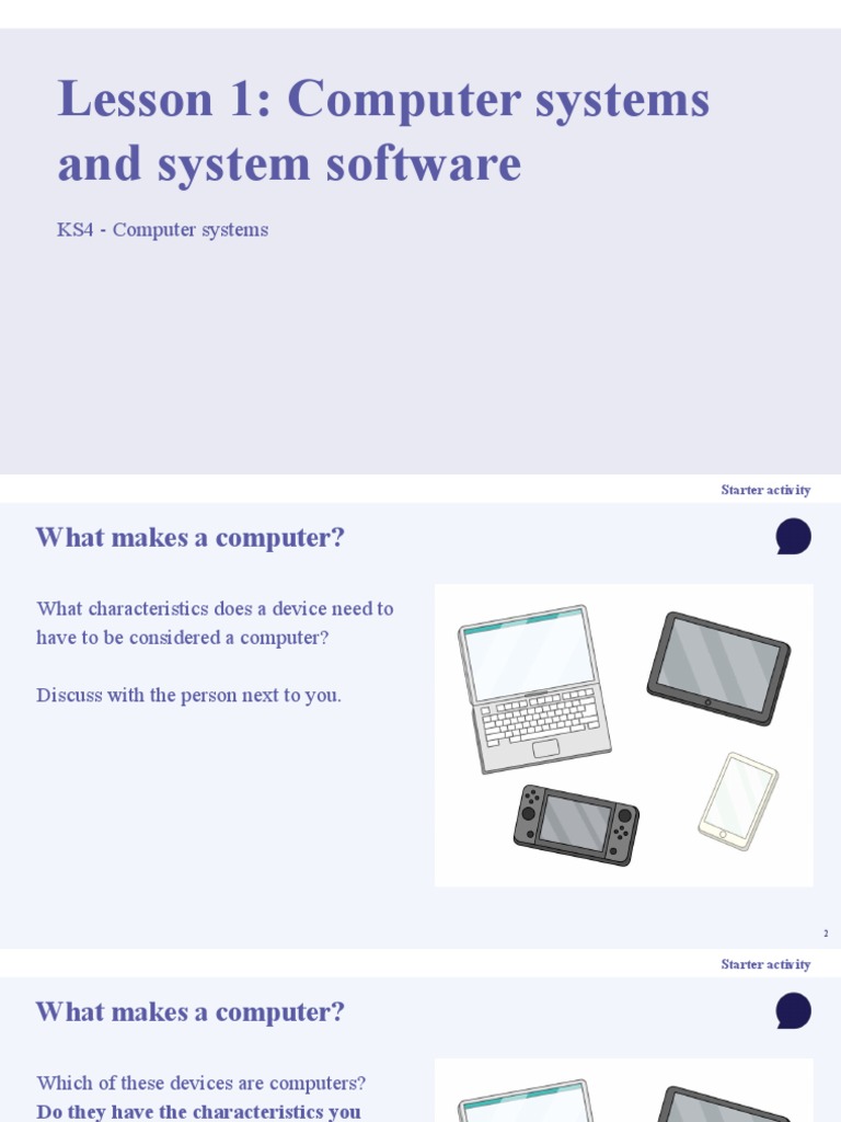 L1 Slides - Computer Systems - KS4 | PDF | Operating System | Computer Data Storage