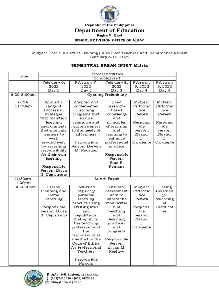 Inset 2022 2023 | Download Free PDF | Teachers | Learning