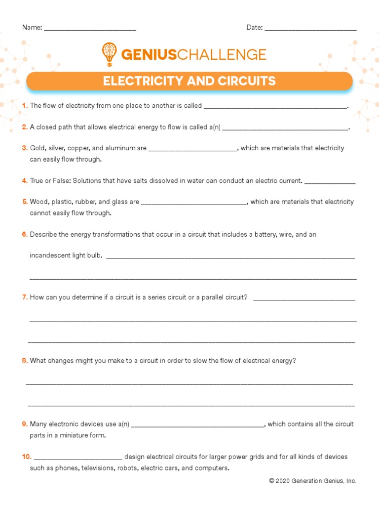 GG Electricity and Circuits Quiz | PDF | Technology & Engineering
