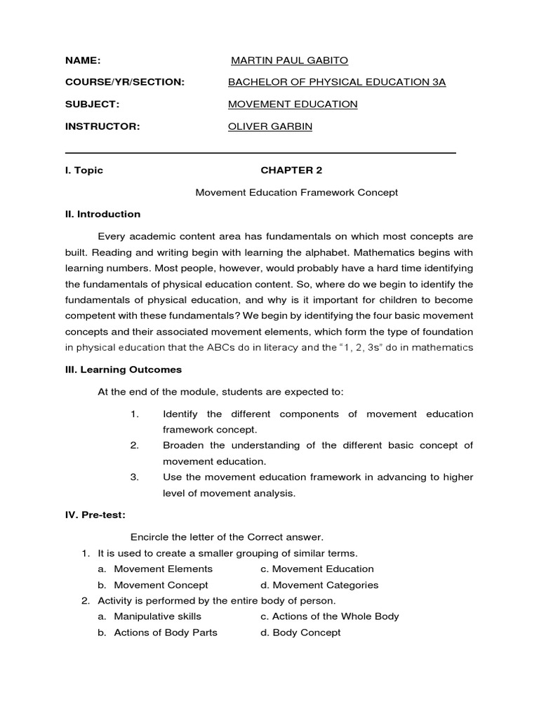 2week 2 Movement Eucation Movement Education Framework Concept | PDF ...