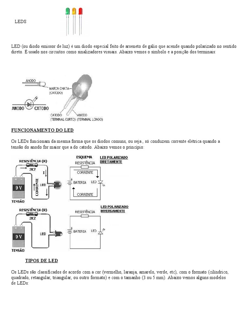 LEDS | PDF | Diodo emissor de luz | Eletrônicos