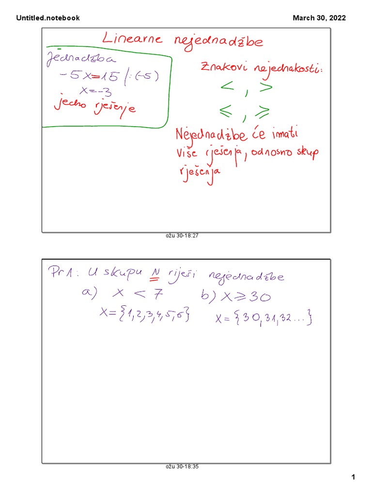 Linearne Nejednadzbe 30 - 3 | PDF