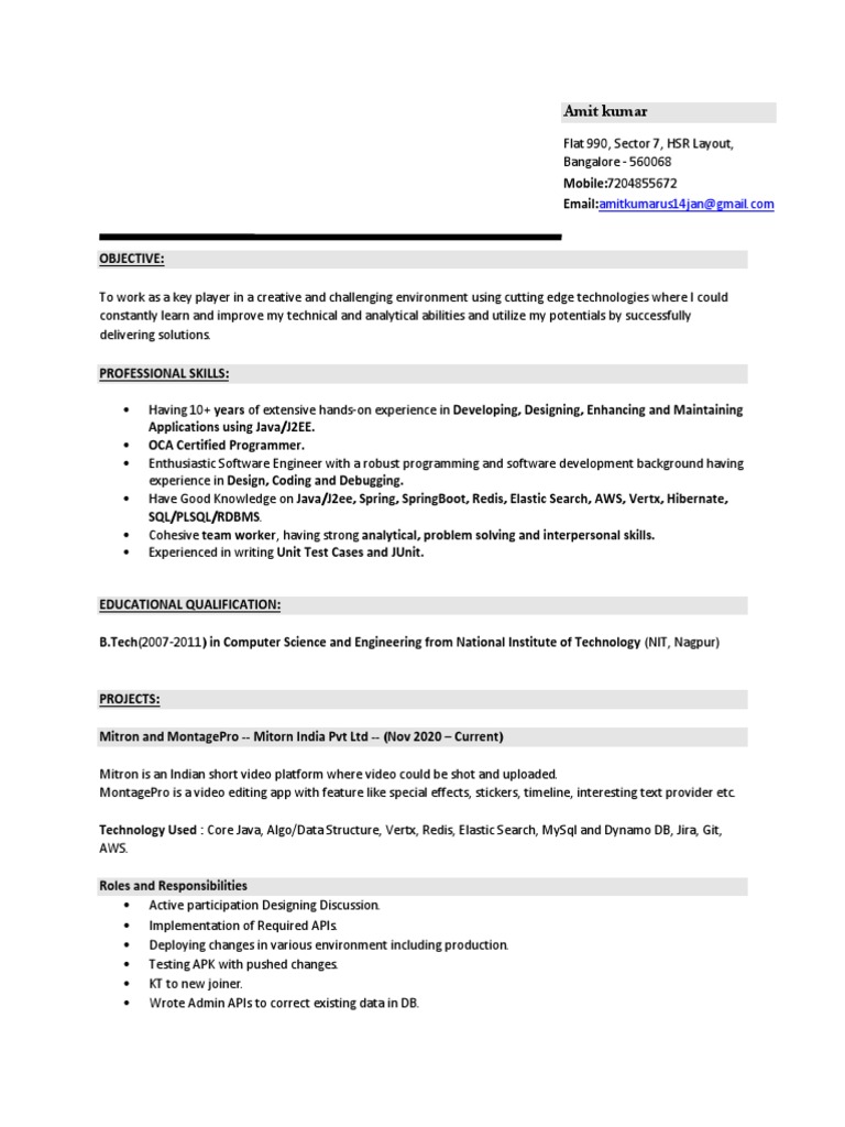 Amit Kumar Resume | PDF | Amazon Web Services | Representational State Transfer