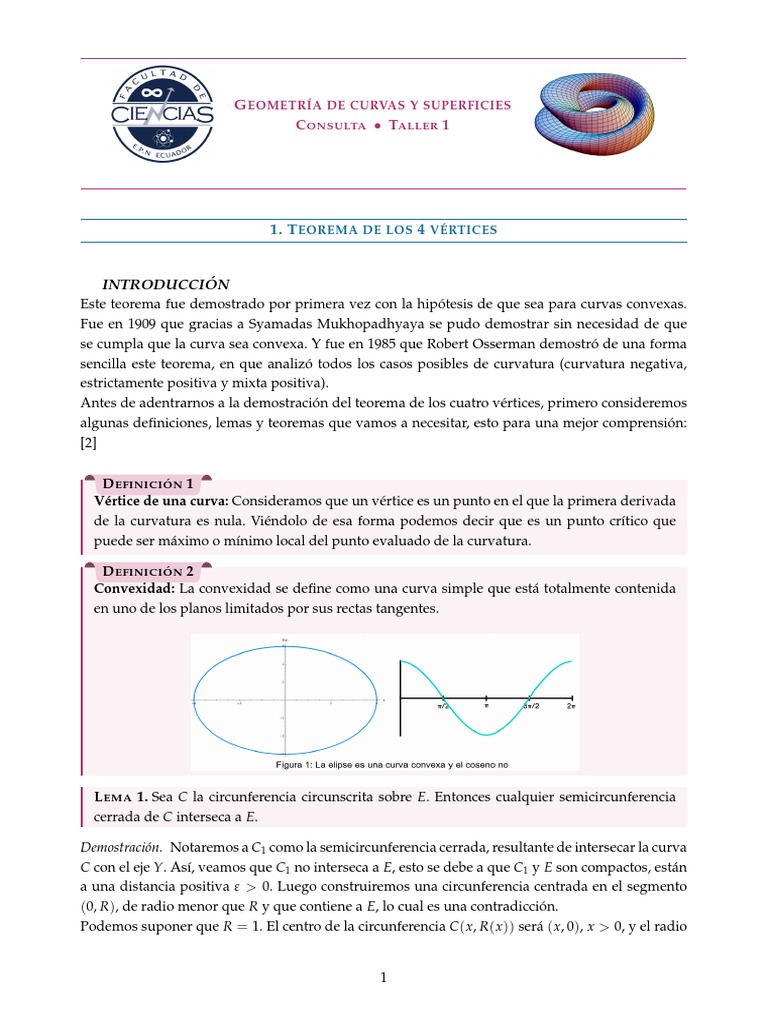 Geometría de Curvas y Superficies 1 | PDF | Curva | Conjunto convexo