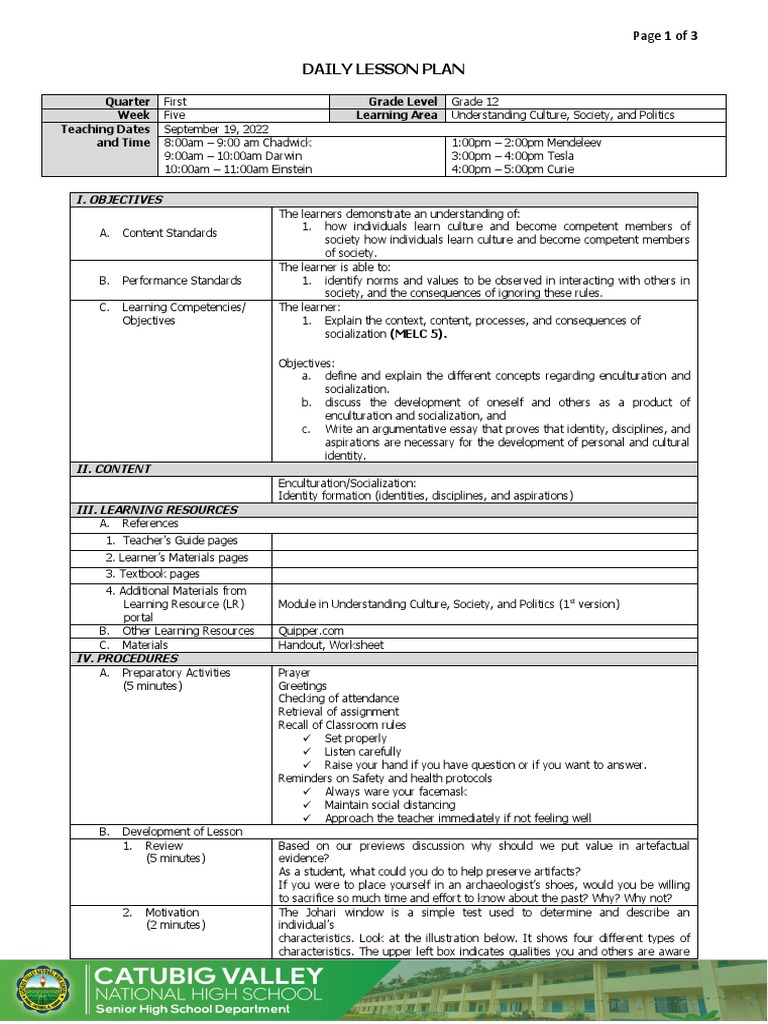 DLP in UCSP W5 D1 | PDF | Socialization | Theory