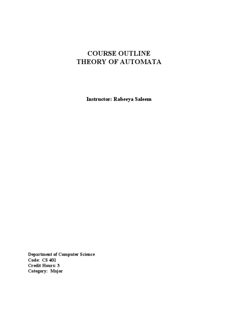 Course Outline Spring 2023 Pdf Automata Theory Computer Science