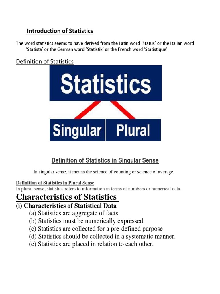 Introduction Of Statistics Pdf Statistics Data