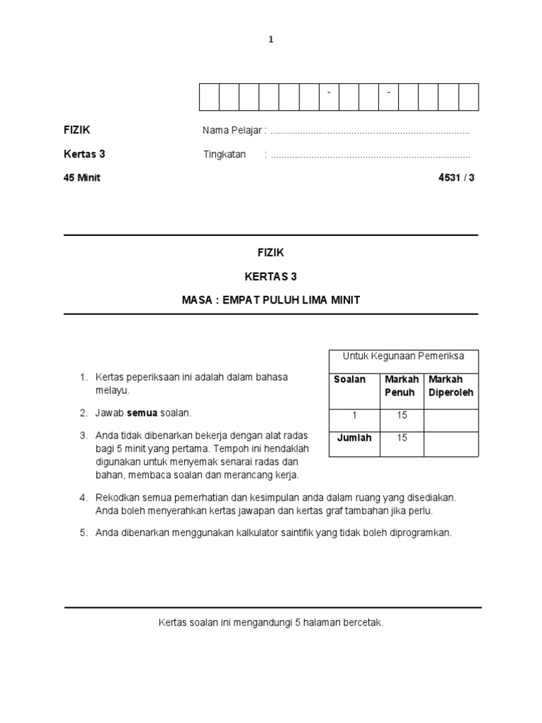 Kertas Amali Fizik 2021 | PDF