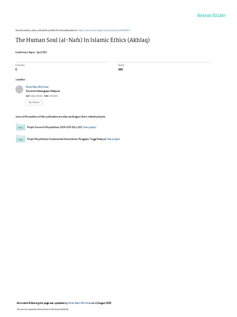 The Human Soul (Al-Nafs) in Islamic Ethics (Akhlaq) : April 2017 | PDF ...