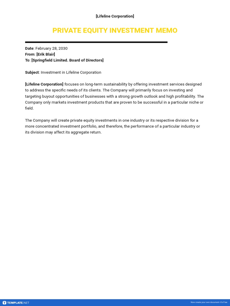 Private Equity Investment Memo Template | PDF | Finance & Money Management